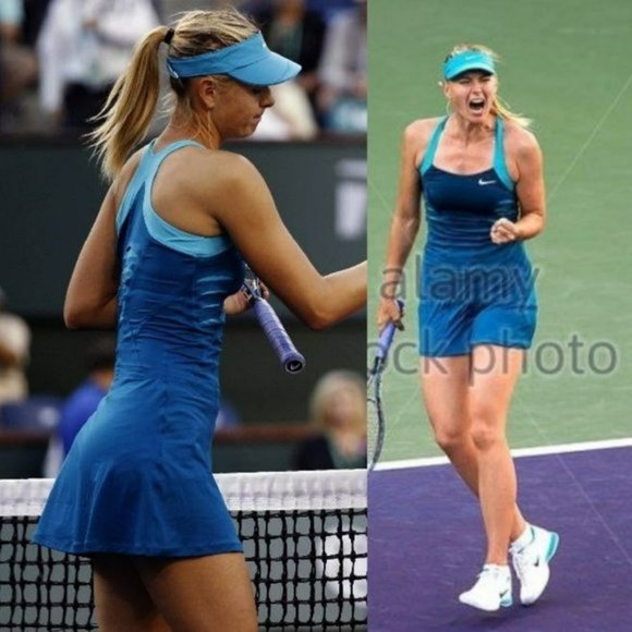 Nike | Dresses | Nwt Nike Maria Sharapova Blue Tennis Dress W Bra Skirt ...